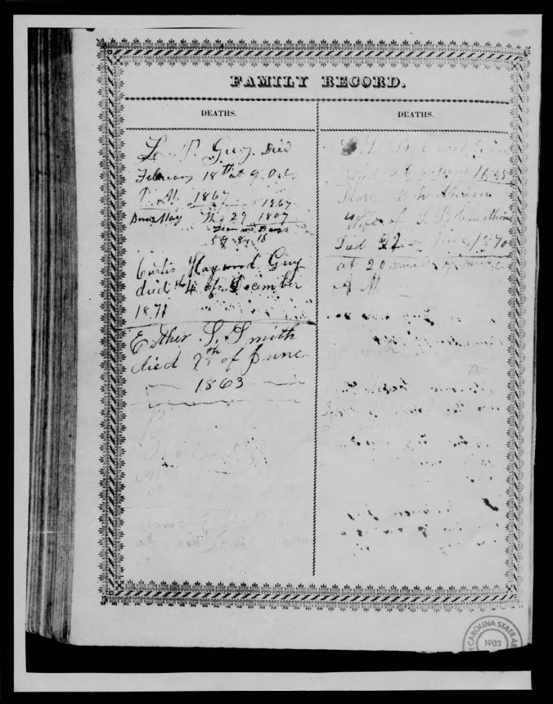 Joseph Guy Bible (Cheatham Pages) | Bob’s Genealogy Filing Cabinet
